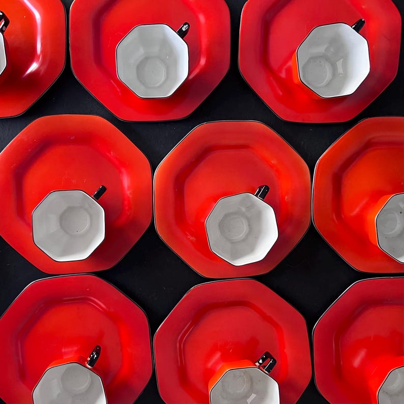 Vintage Red Luncheon Set, Vintage Dishes, Dishware Set, SOHO Pottery ...