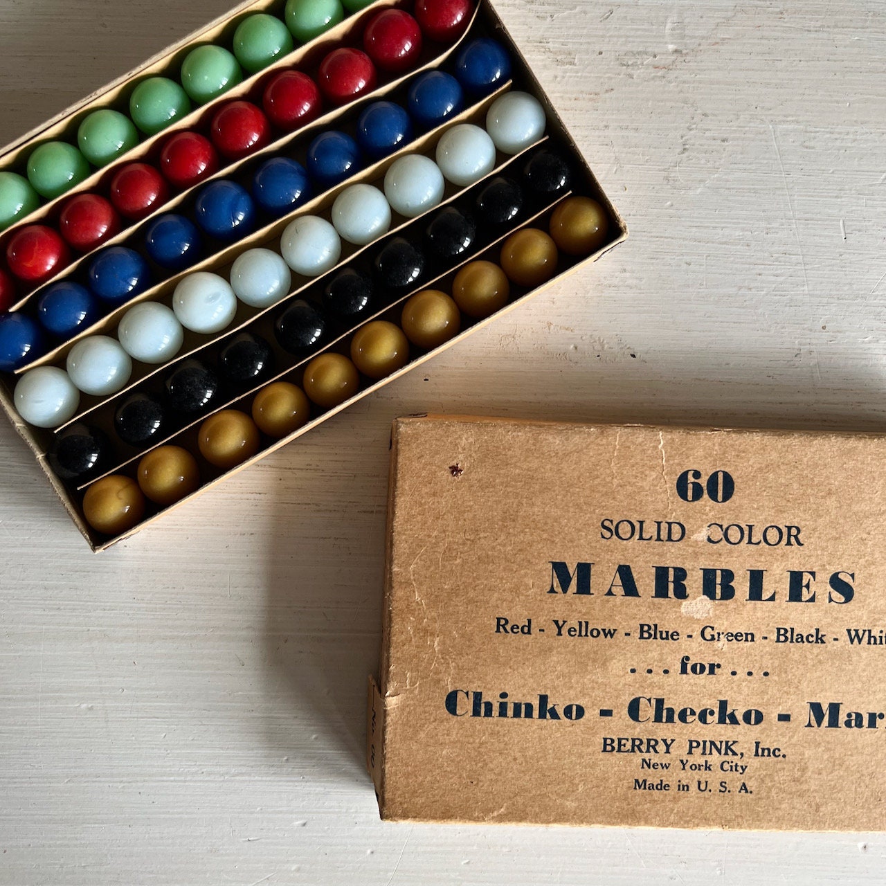 Box of 60 Game Marbles by Berry Pink, 1930s Marbles, Original Boxed ...