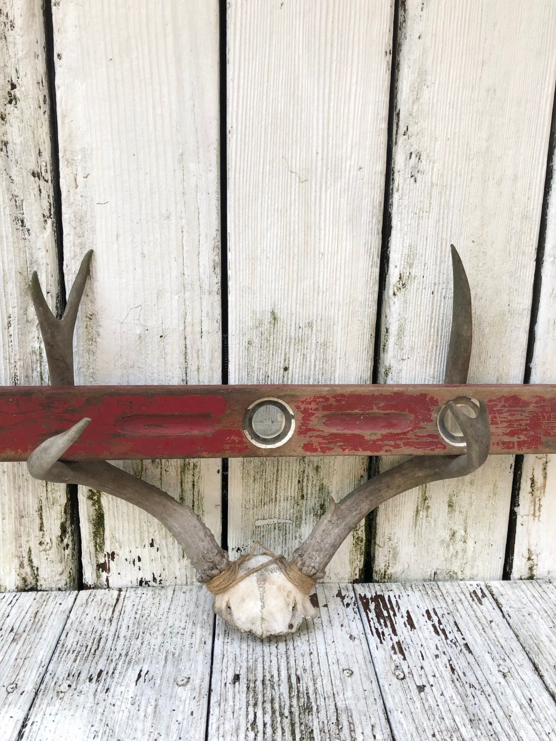 Antique Wood Level. Mayes Vintage Red Painted Level. Man Cave Decor ...