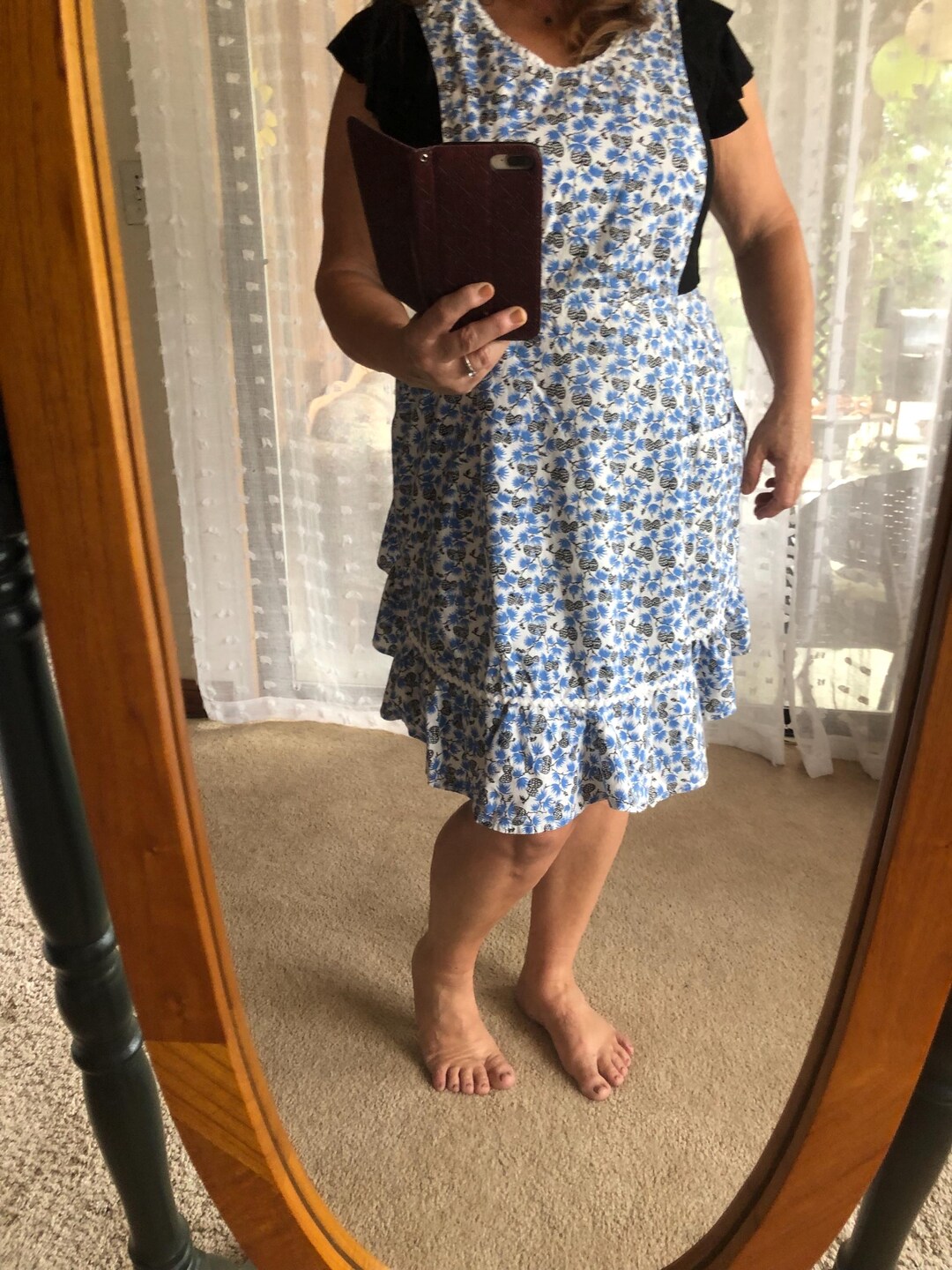 Farmhouse Apron. Classic Slip Over Apron. Blue Print Apron. Rockabilly ...