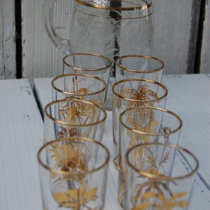 Gold Leaf Mini Pitcher and 8 Glasses. Childrens Gold Leaf Pitcher and ...