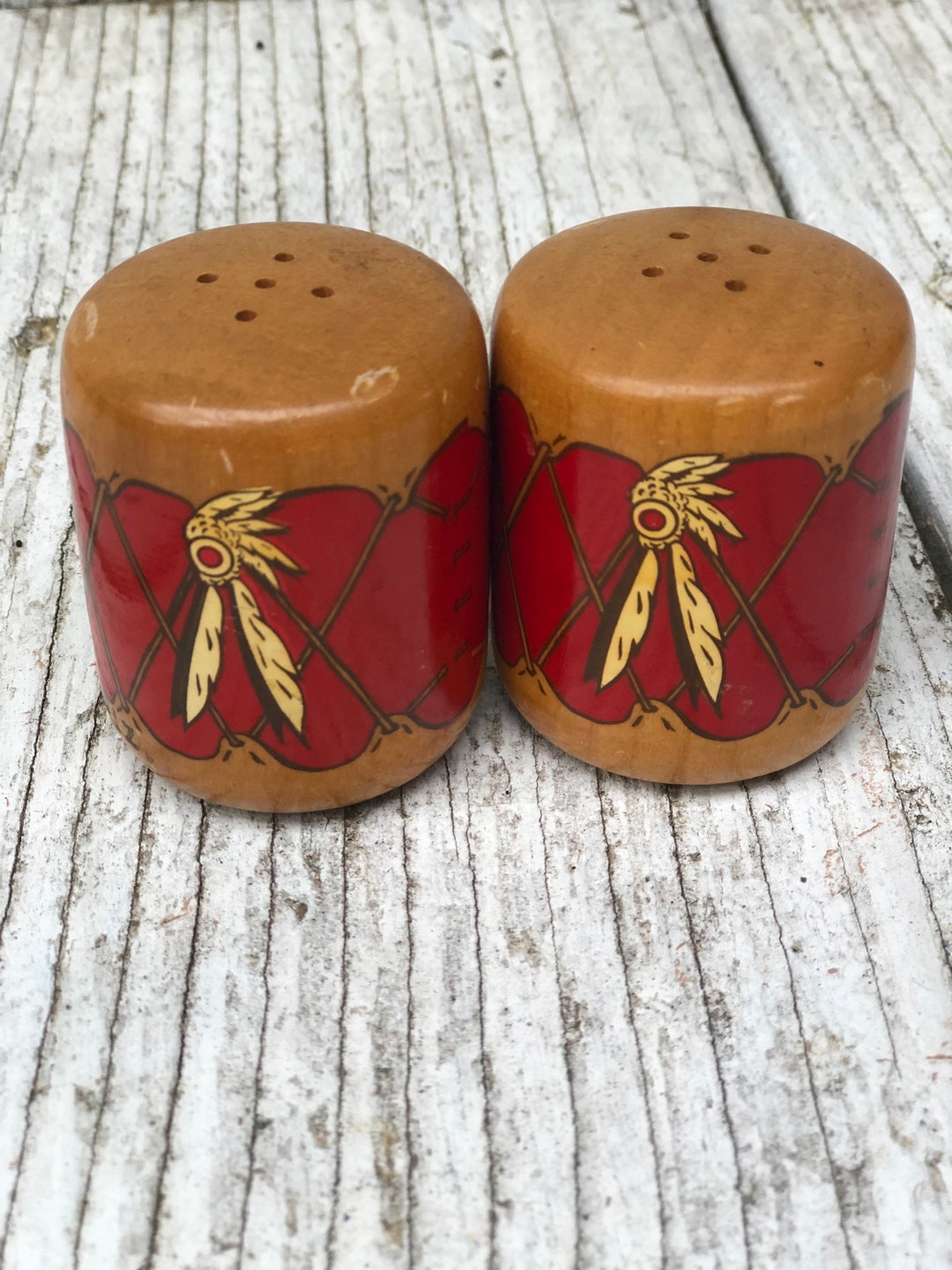 Native Drum Salt and Pepper Shakers. Wooden Scottsdale AZ Souvenir ...