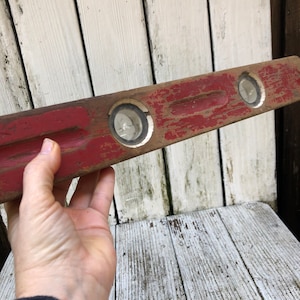 Antique Wood Level. Mayes Vintage Red Painted Level. Man Cave Decor ...