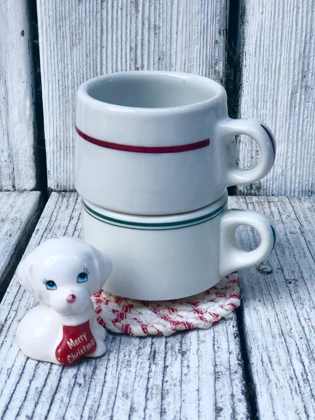 Chubby Cafe Mugs. Christmas Stripe Cafe Mugs. Vintage Ironstone Cafe ...