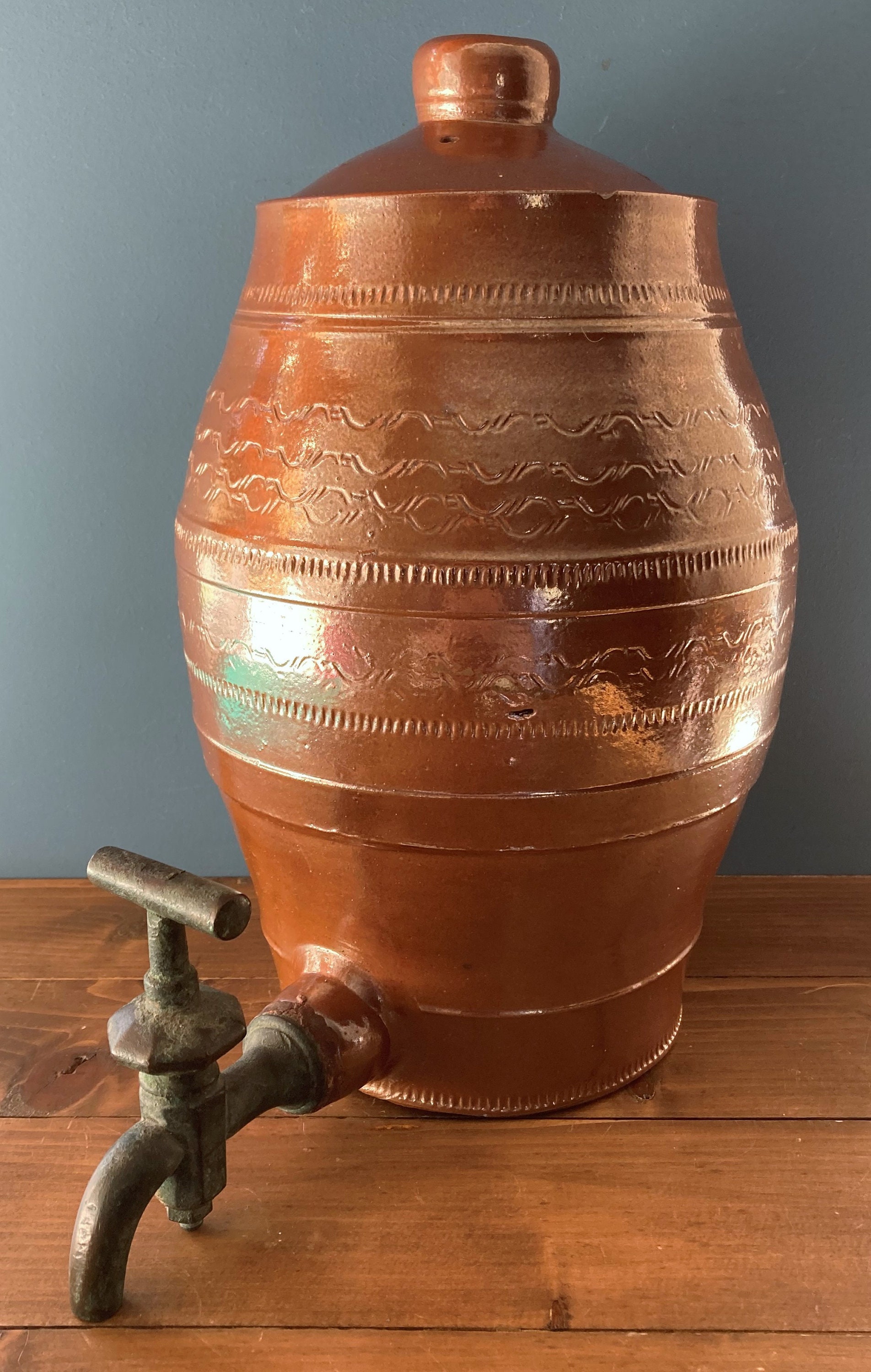 Antique Victorian 10 Pint Salt Glazed Barrel With Brass Tap. | Etsy UK