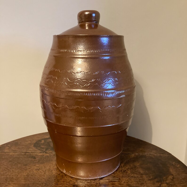 Antique Victorian 10 Pint Salt Glazed Barrel With Brass Tap. C. Mid ...