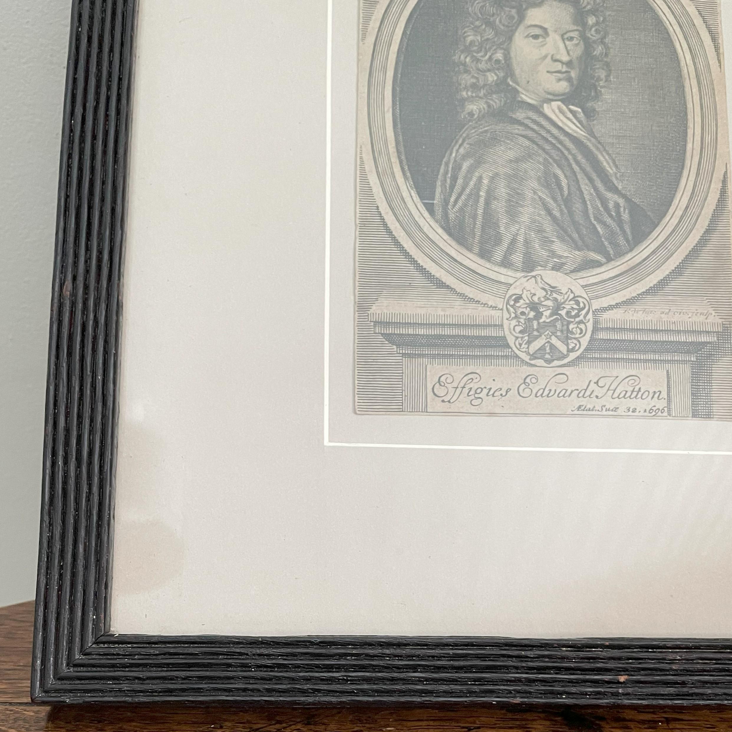 Antique William III Line Engraving of Edward Hatton by Robert White in ...