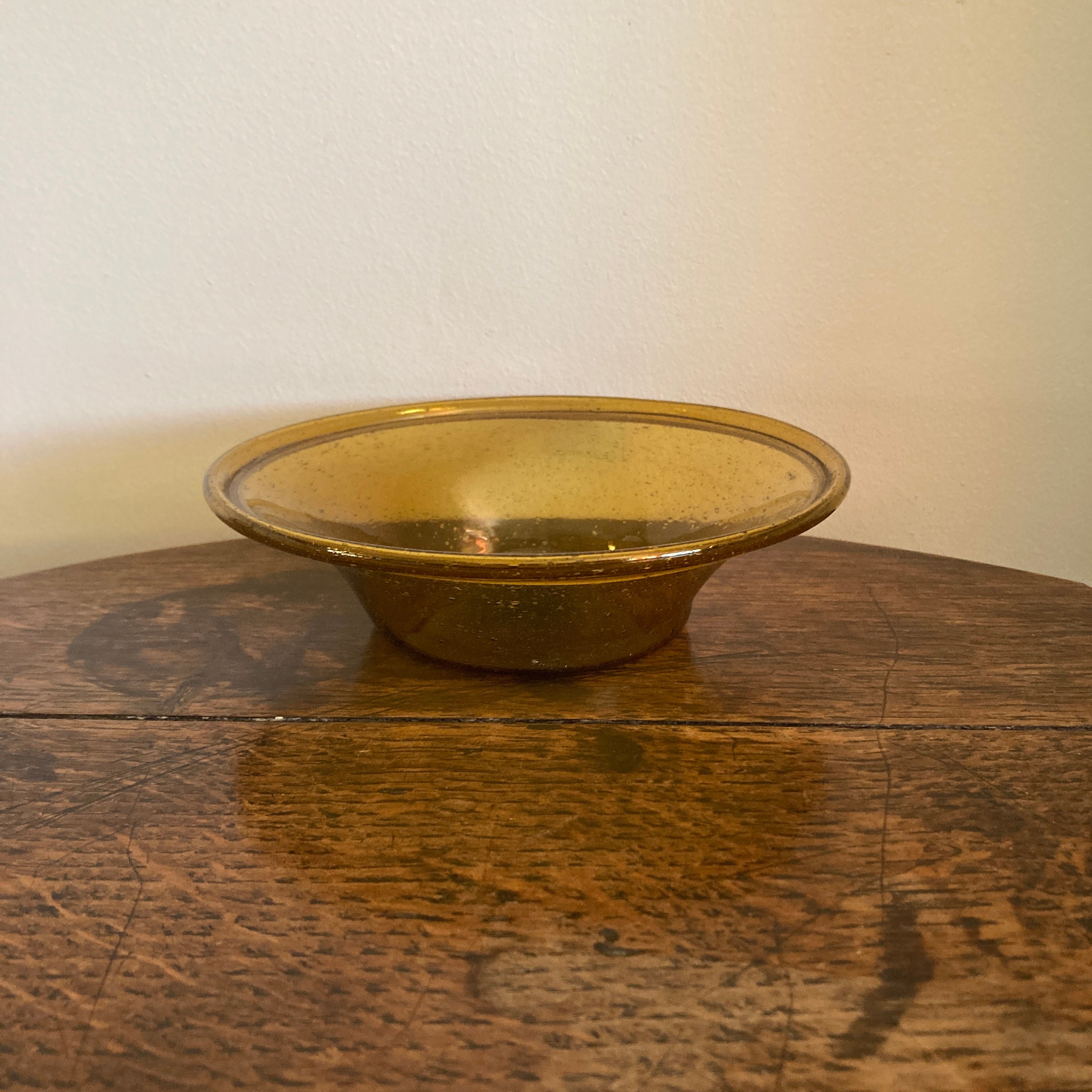 Antique Amber Coloured Soda Glass Bowl With Folded Rim C. 18th or 19th ...