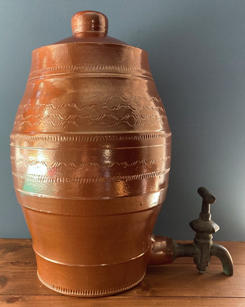 Antique Victorian 10 Pint Salt Glazed Barrel With Brass Tap. - Etsy UK