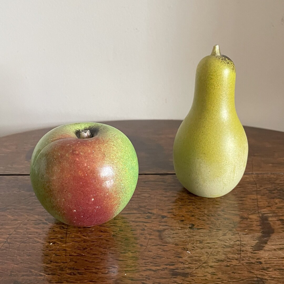 Vintage Naturalistic Apple and Pear Glass Paperweights C. Mid to Late ...