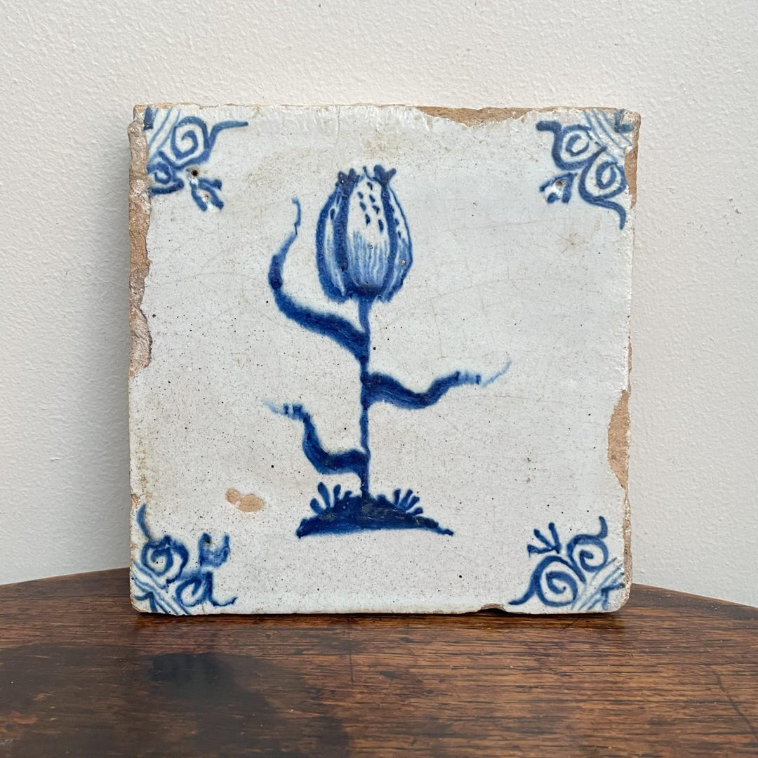 Antique Dutch Delft Tulip Tile C. 1625 50 - Etsy UK