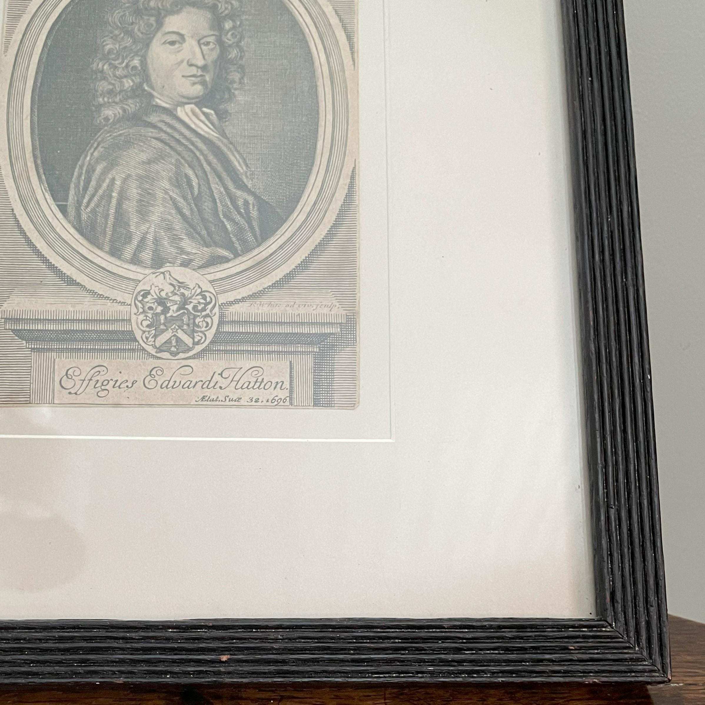 Antique William III Line Engraving of Edward Hatton by Robert White in ...