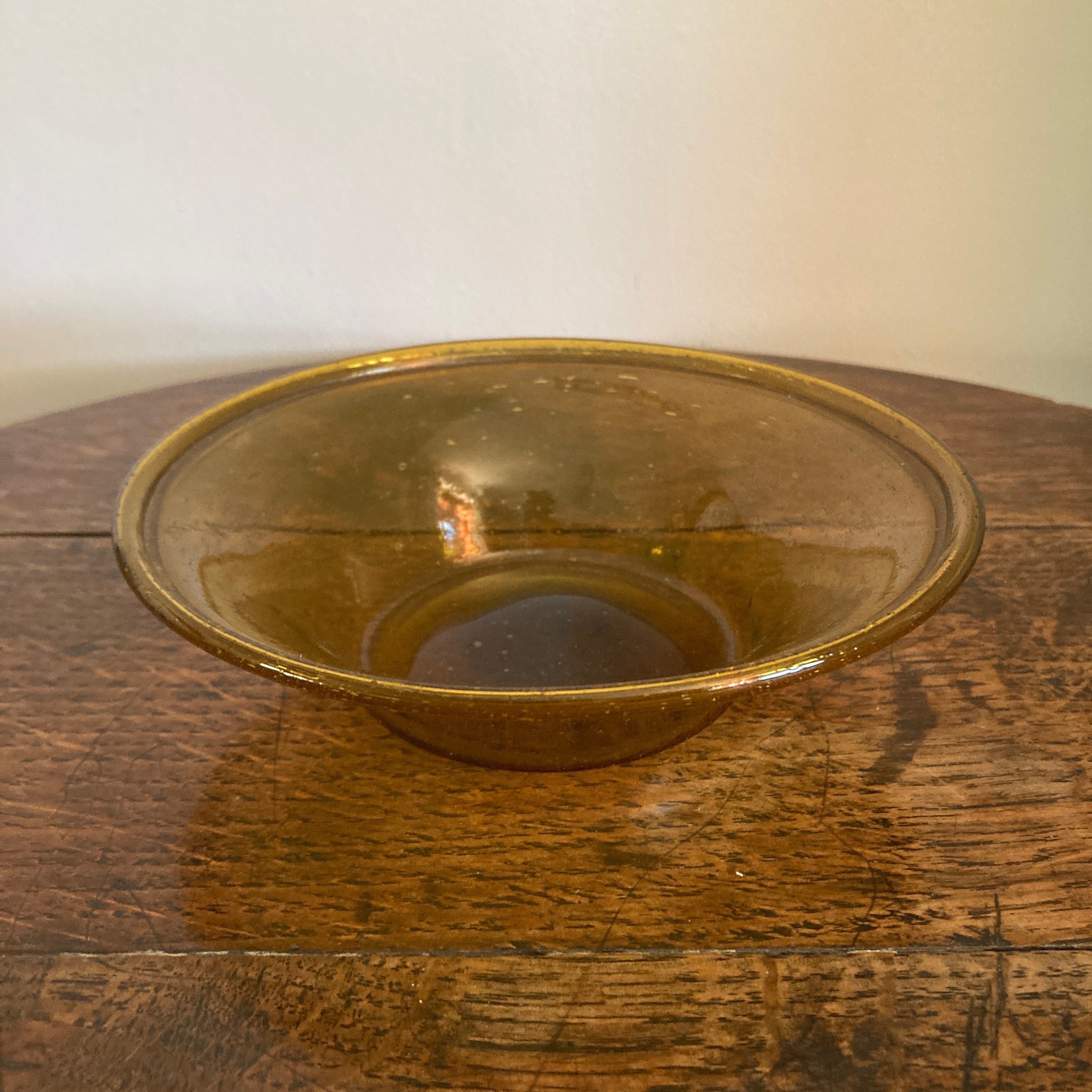 Antique Amber Coloured Soda Glass Bowl With Folded Rim C. 18th or 19th ...
