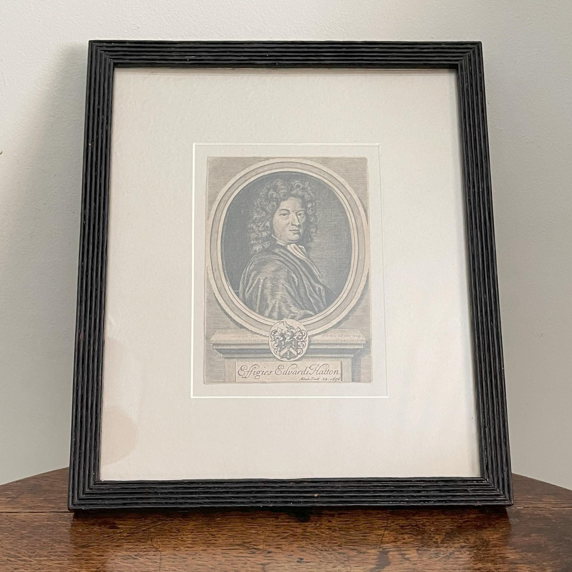 Antique William III Line Engraving of Edward Hatton by Robert White in ...