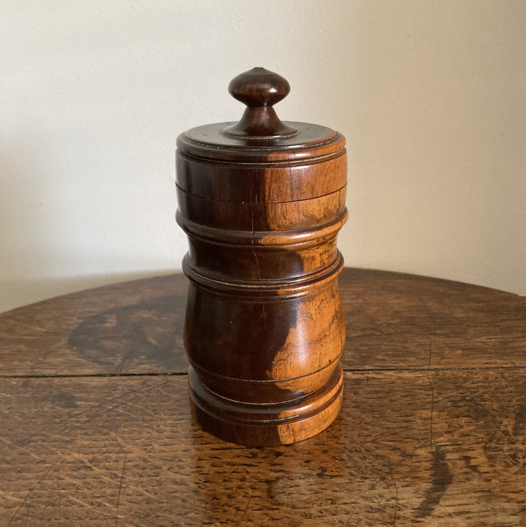 Antique Victorian Lignum Vitae Lidded Pot C. Mid to Late 19th Century ...