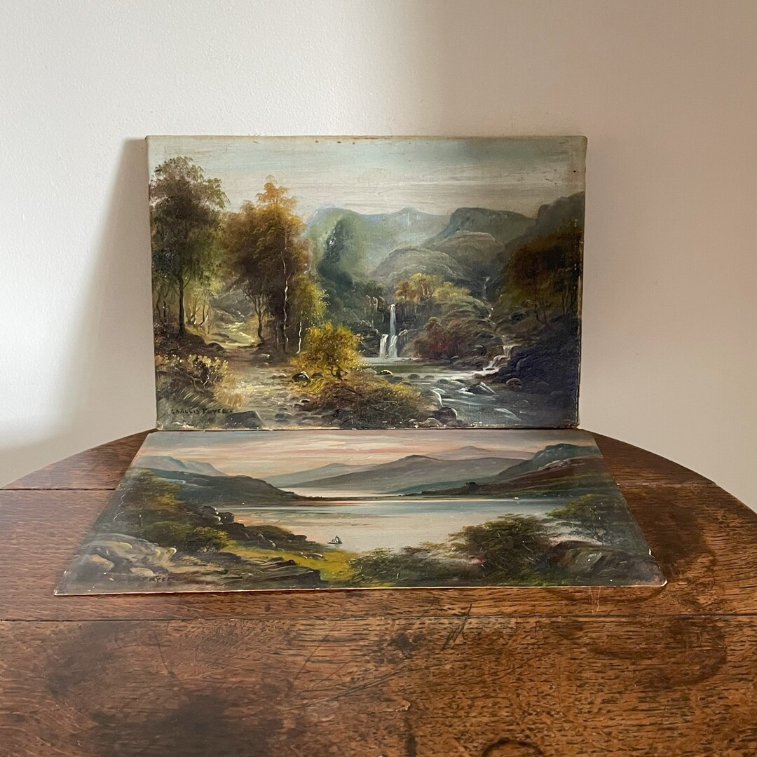 Two Unframed Antique Oil Paintings by George Willis Pryce C. Late 19th ...