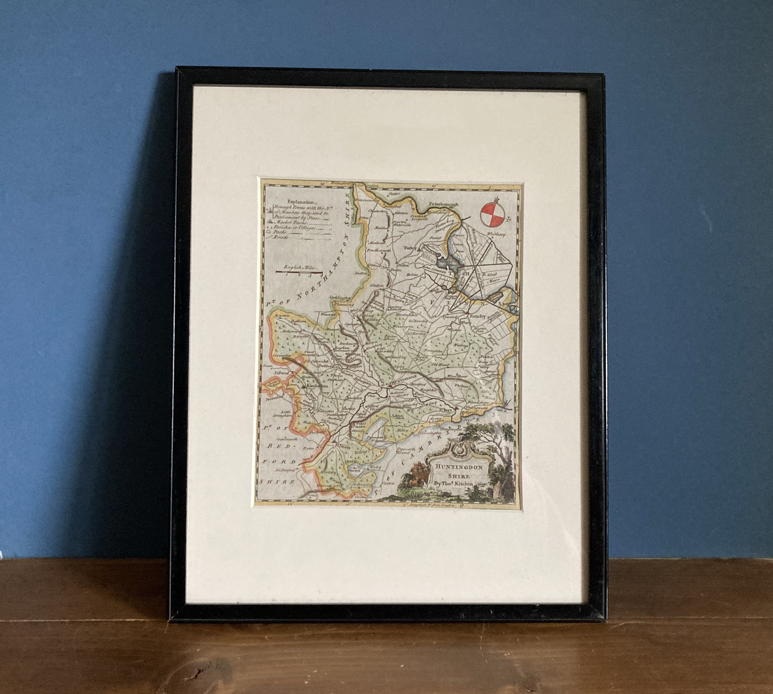 Antique Framed George III County Map of Huntingdonshire by - Etsy