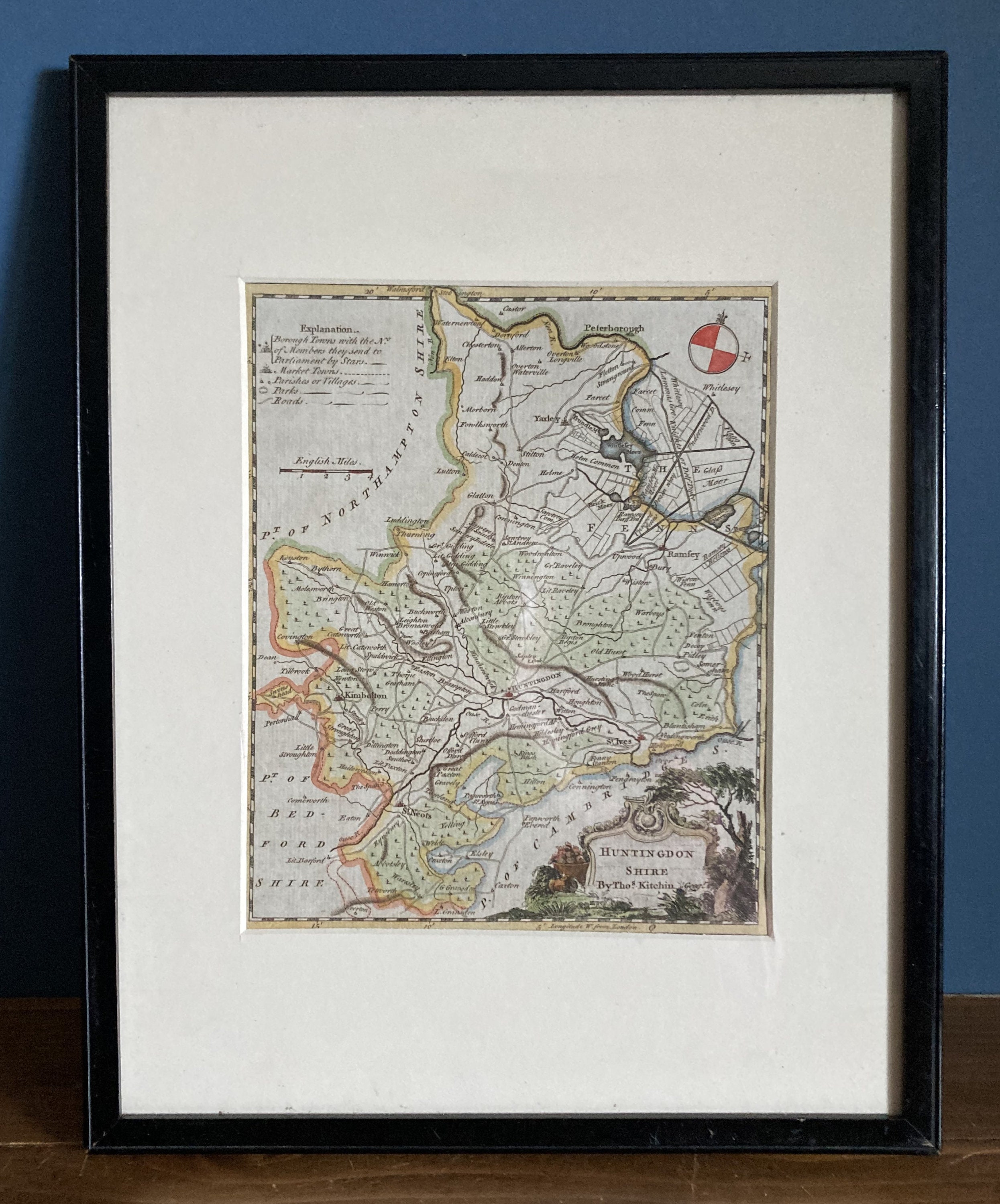Antique Framed George III County Map of Huntingdonshire by - Etsy