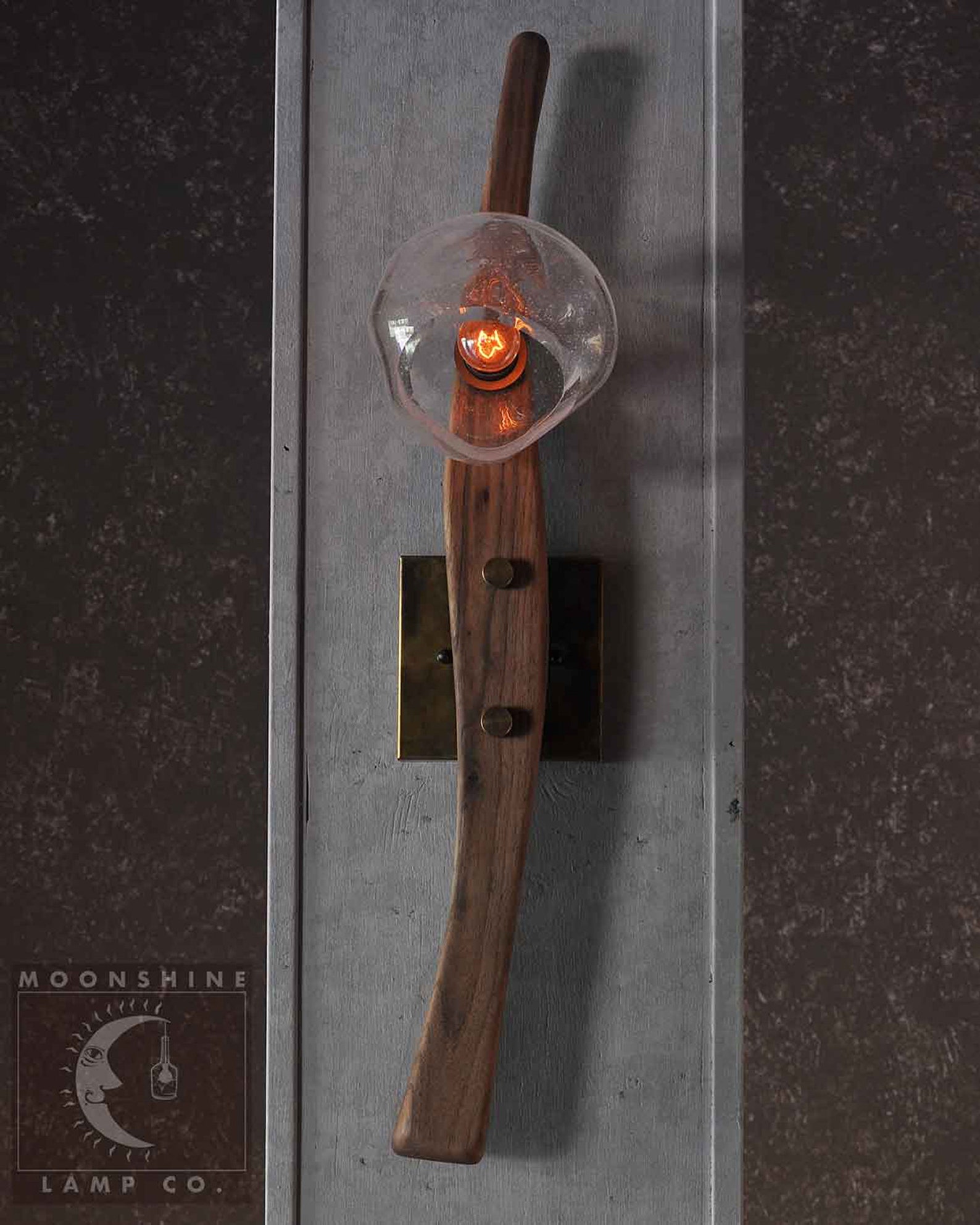 The Maricopa - Unique Wood and Handblown Glass Brass Wall Sconce - Etsy