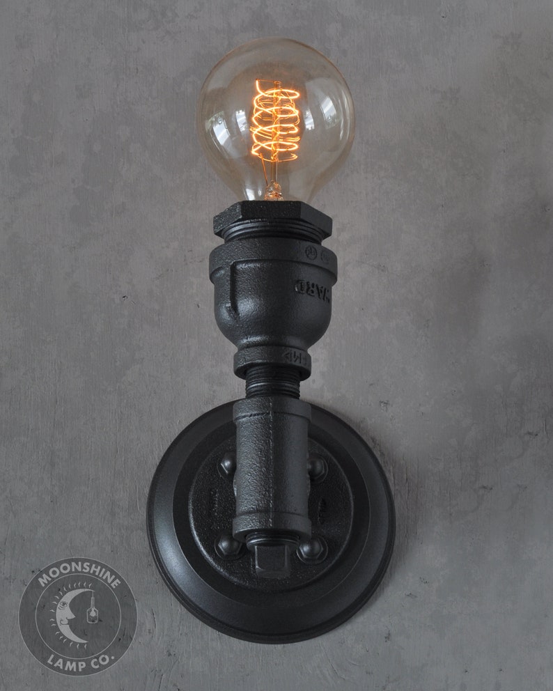 Industrial Pipe Wall Sconce With Edison Bulb and Customizable - Etsy