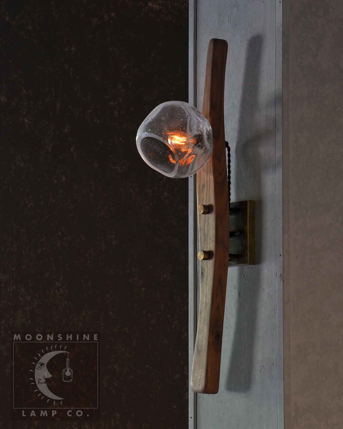 The Maricopa - Unique Wood and Handblown Glass Brass Wall Sconce - Etsy
