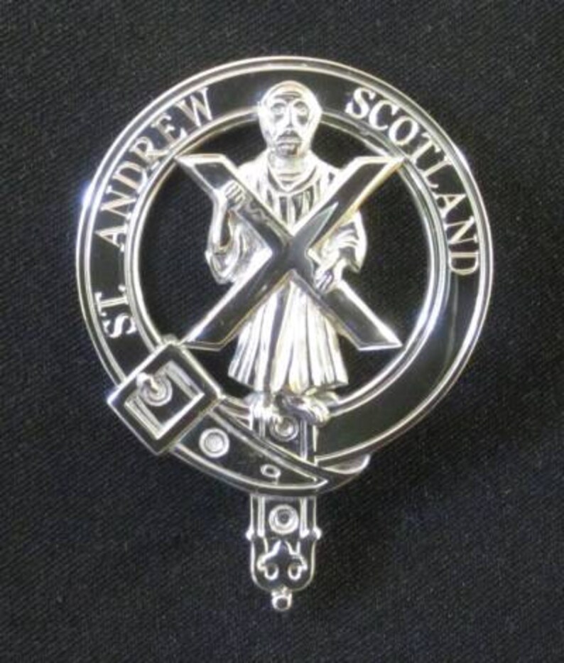 St. Andrew Scottish Clan Crest Badge in Solid Sterling Silver or 14K ...