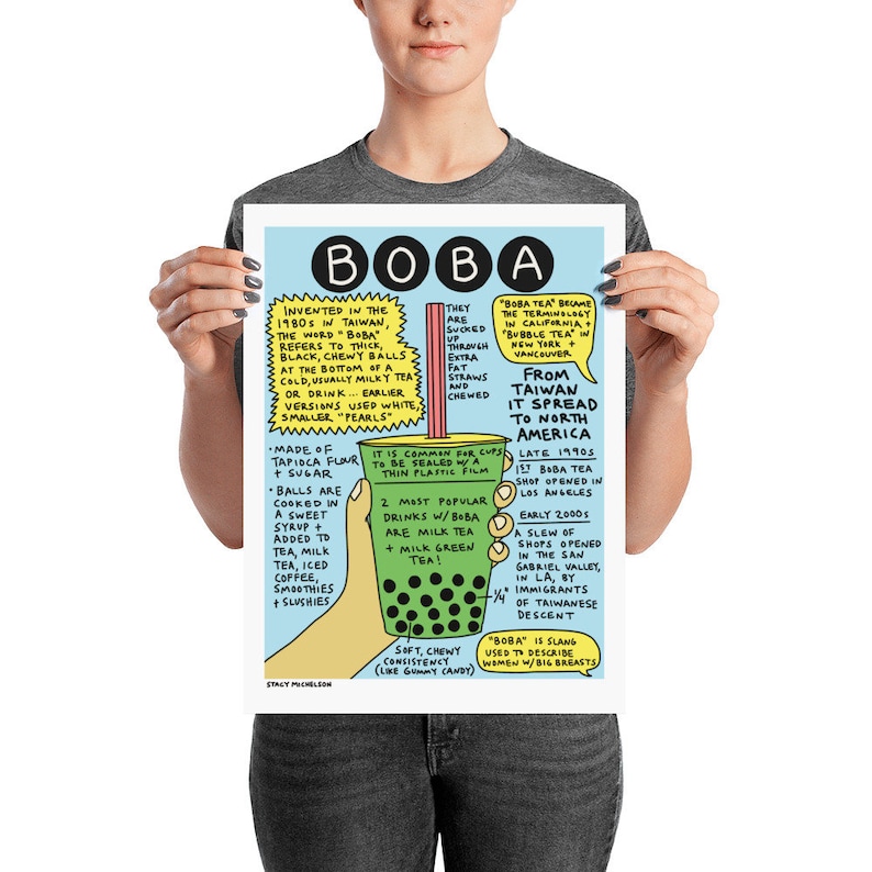 Boba Tea Print | Fun Food Facts Kitchen Art - Etsy