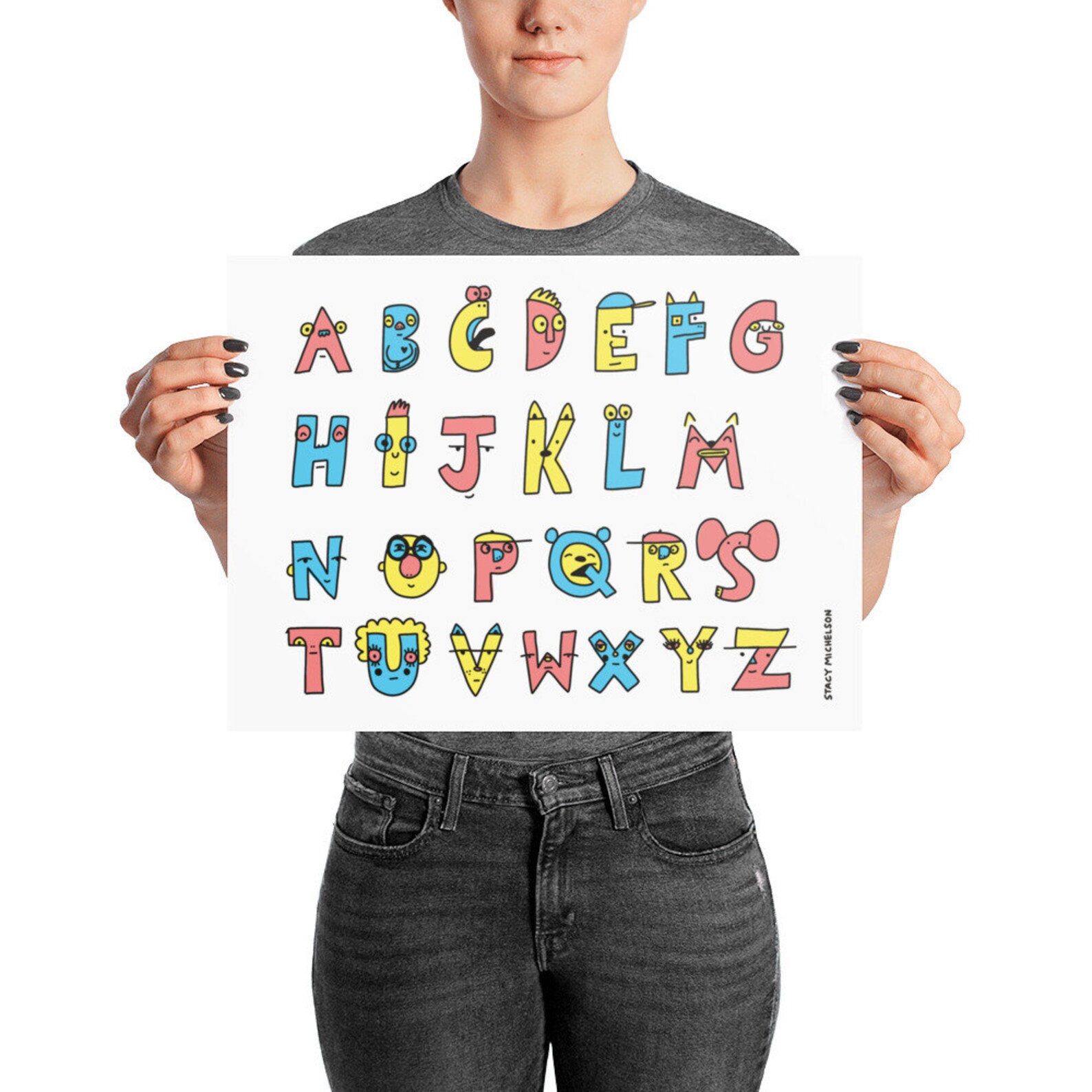 ALPHABET FACES Print by Stacy Michelson/ ABC Poster/ Alphabet - Etsy