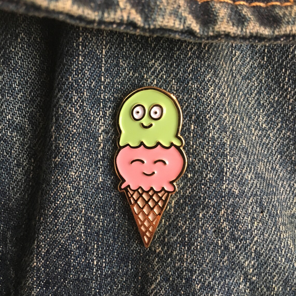 Ice Cream Pin/ Ice Cream Enamel Pin/ Double Scoop Ice Cream/ - Etsy