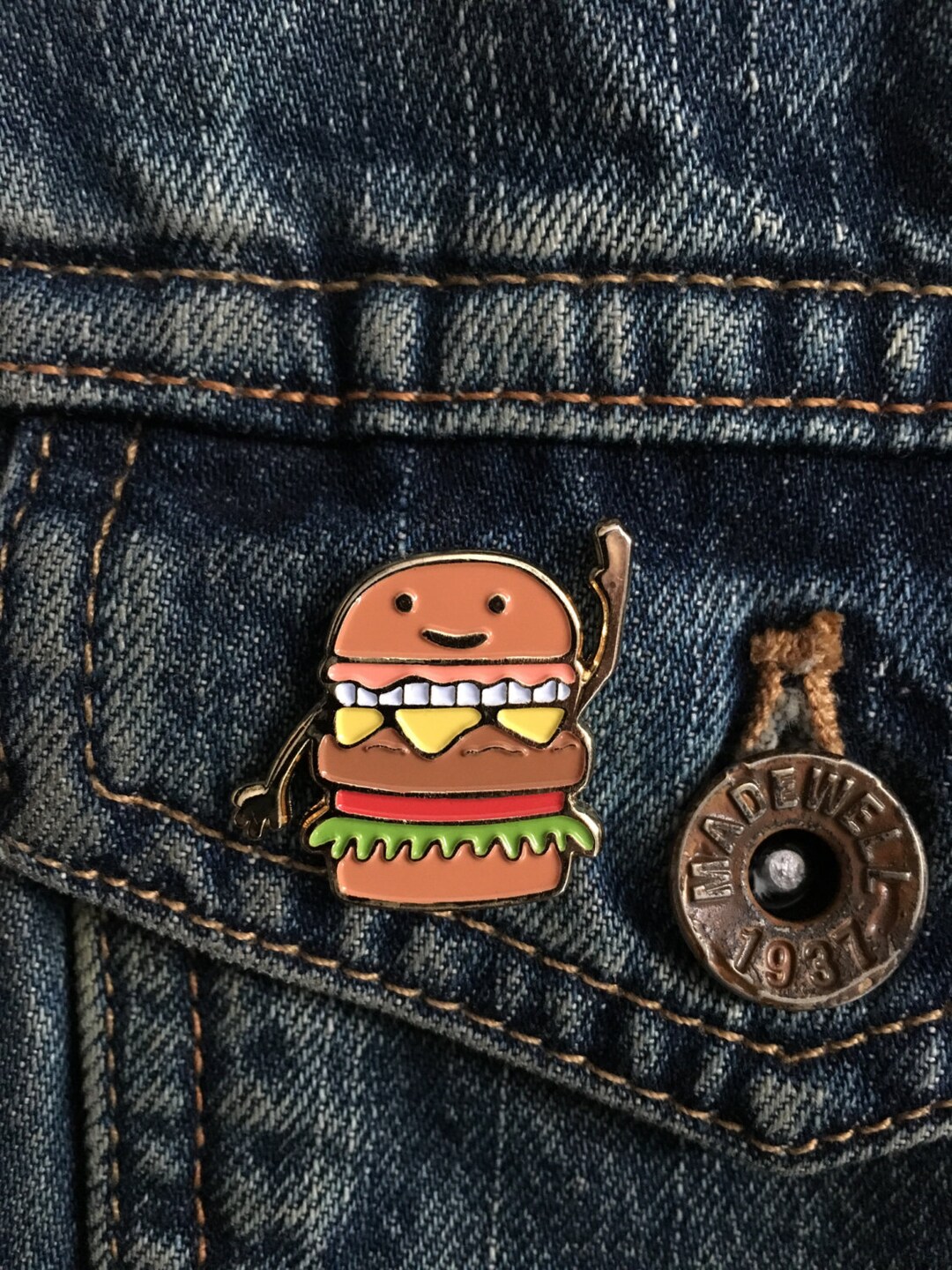 Burger Pin! CB (cheese Burger) on a Cool Enamel Pin for All Those ...