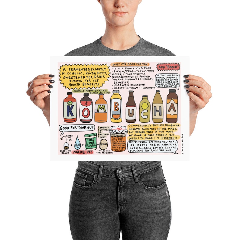 KOMBUCHA Print. Kitchen Art/ Tea/ Pretty Food/ Food Art/ Healthy Foods ...