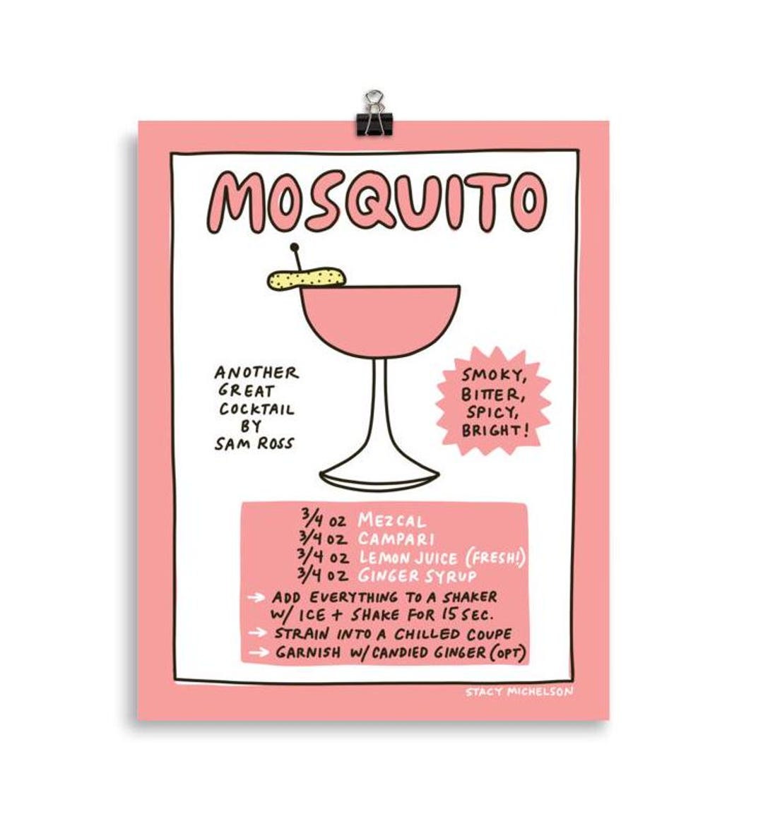 Mosquito Cocktail Art Print | Mezcal Drink Recipe, Sam Ross - Etsy