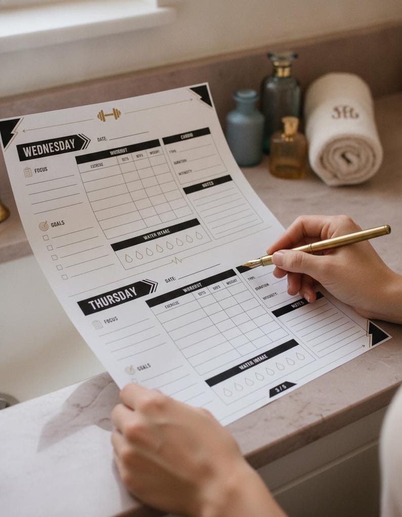 Fitness Goals Tracker Printable, Beginner Workout Progress Chart ...