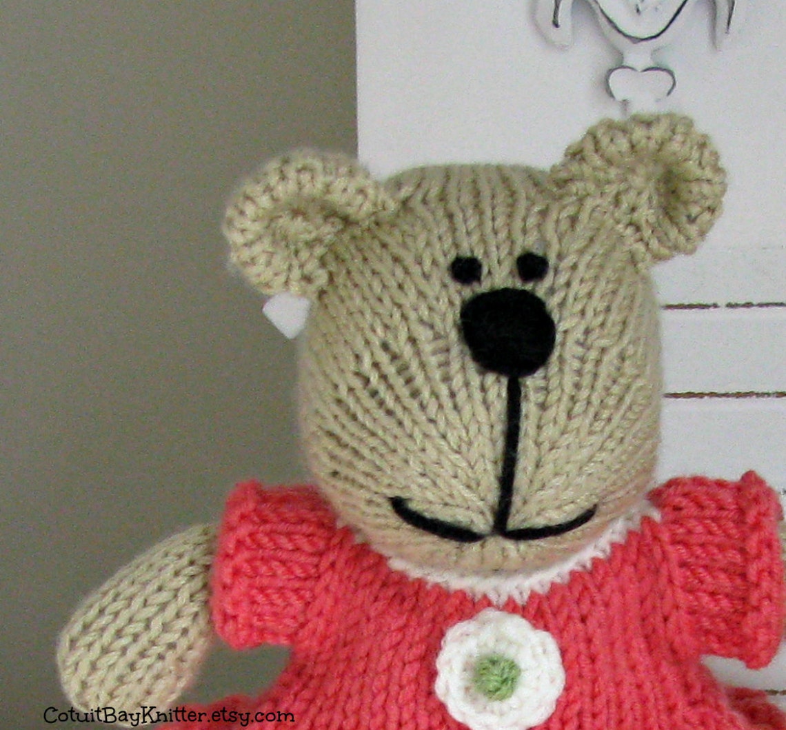 Knitted toy hand knit bear stuffed animal. Perfect baby | Etsy