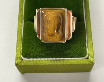 Carved Tiger Eye Ring - Etsy