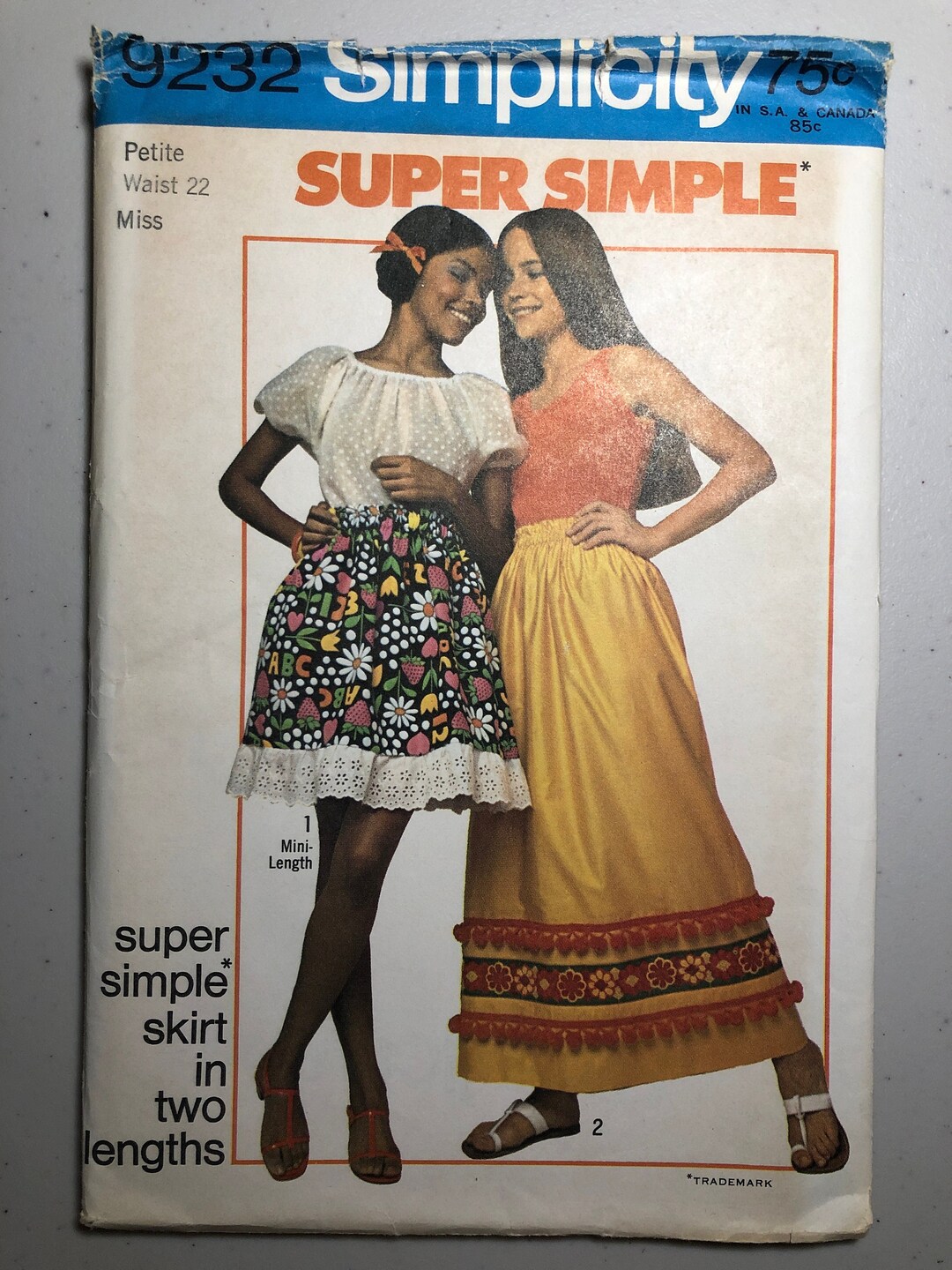 Vintage Simplicity 9232 - Simple Skirt in Two Lengths Sewing Pattern ...