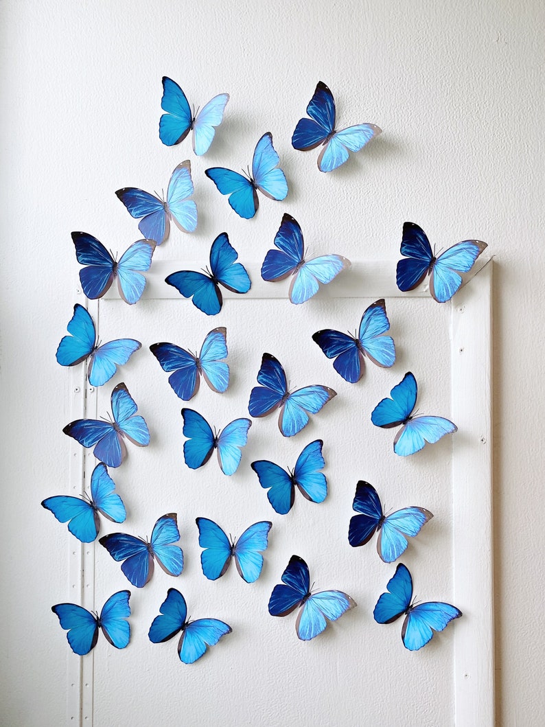Blue Paper Butterfly Decor - Etsy