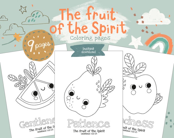 Fruit of the Spirit Printable Coloring Pages, Sunday School, Kids ...
