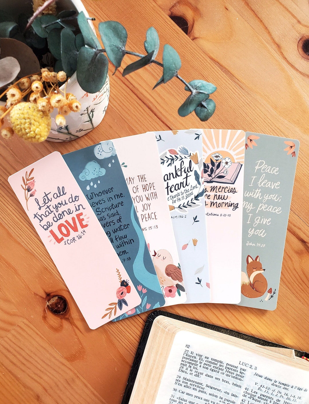 Bible Verse Bookmarks - Christian Gift - Scripture Bookmark Set - Set ...