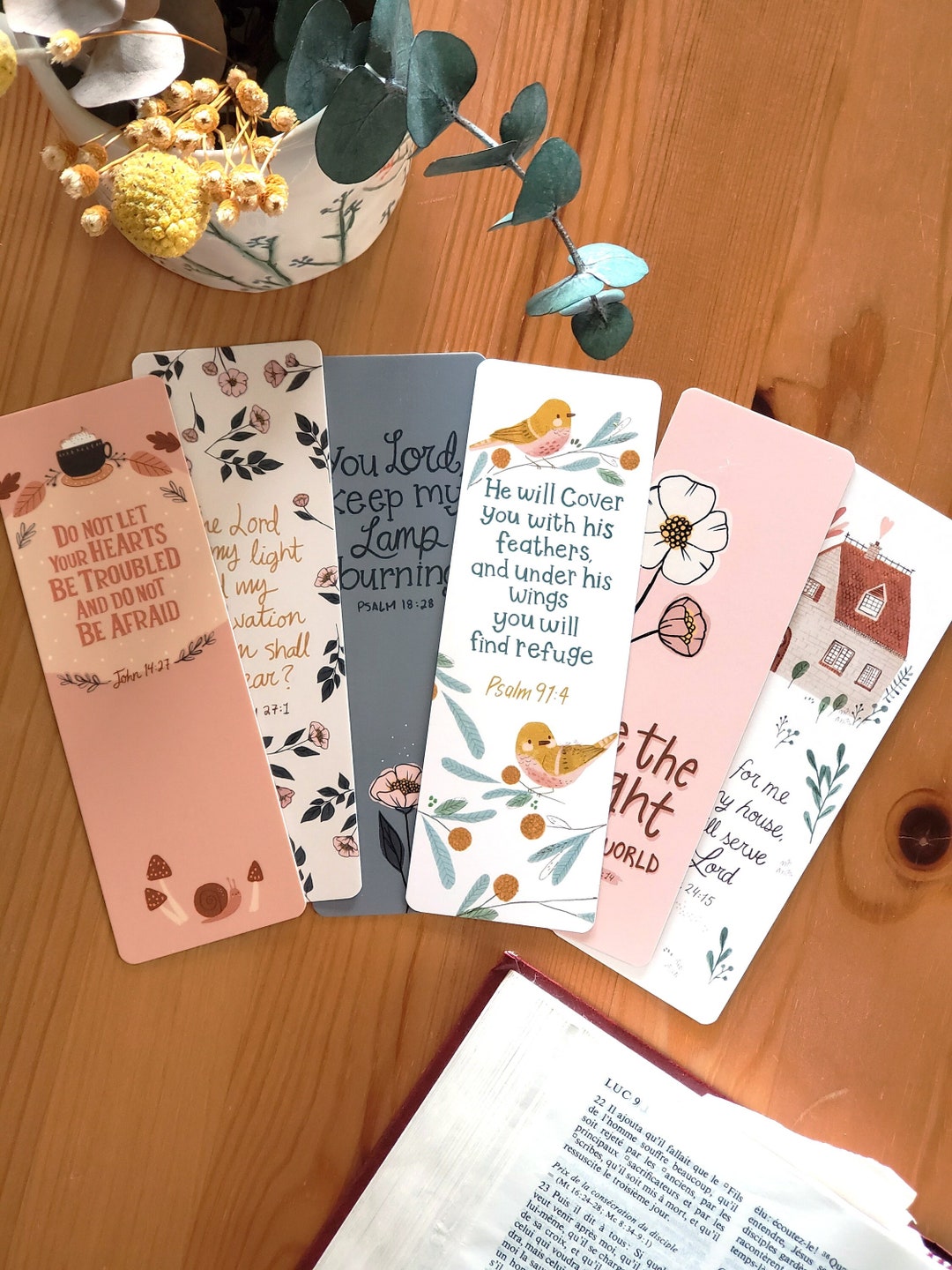 Bible Verse Bookmarks - Christian Gift - Scripture Bookmark Set - Set ...