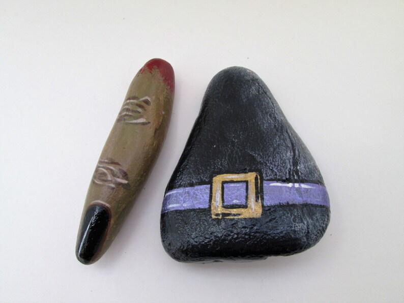 Witch Hat and Witch Finger Stones Set of Two Halloween Home - Etsy