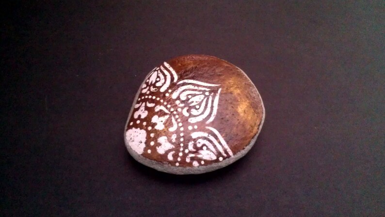 Henna Boho Inspired Hand Painted Desk Stone Garden Accessory - Etsy