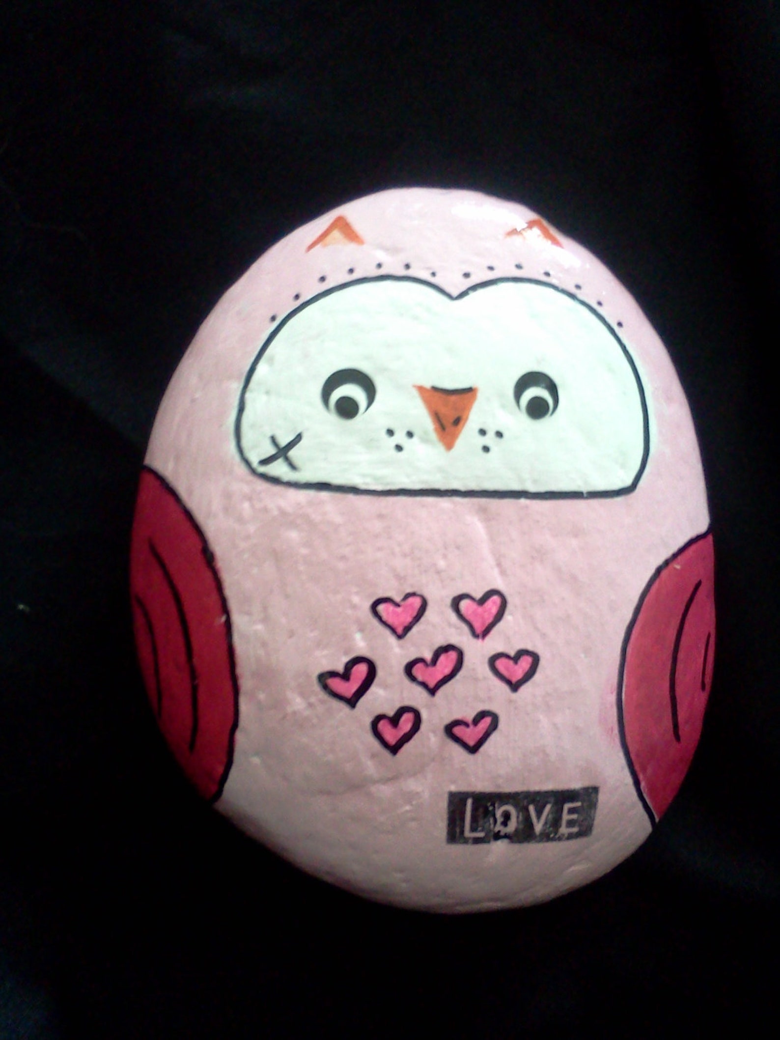 Owl Rock Garden Stone Hand Painted Decorative Rock Pink Owl Love - Etsy