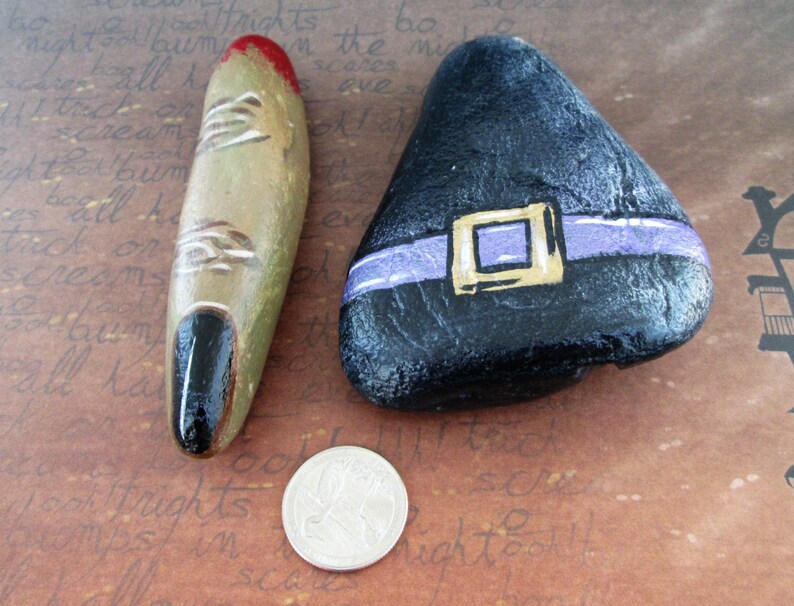 Witch Hat and Witch Finger Stones Set of Two Halloween Home - Etsy