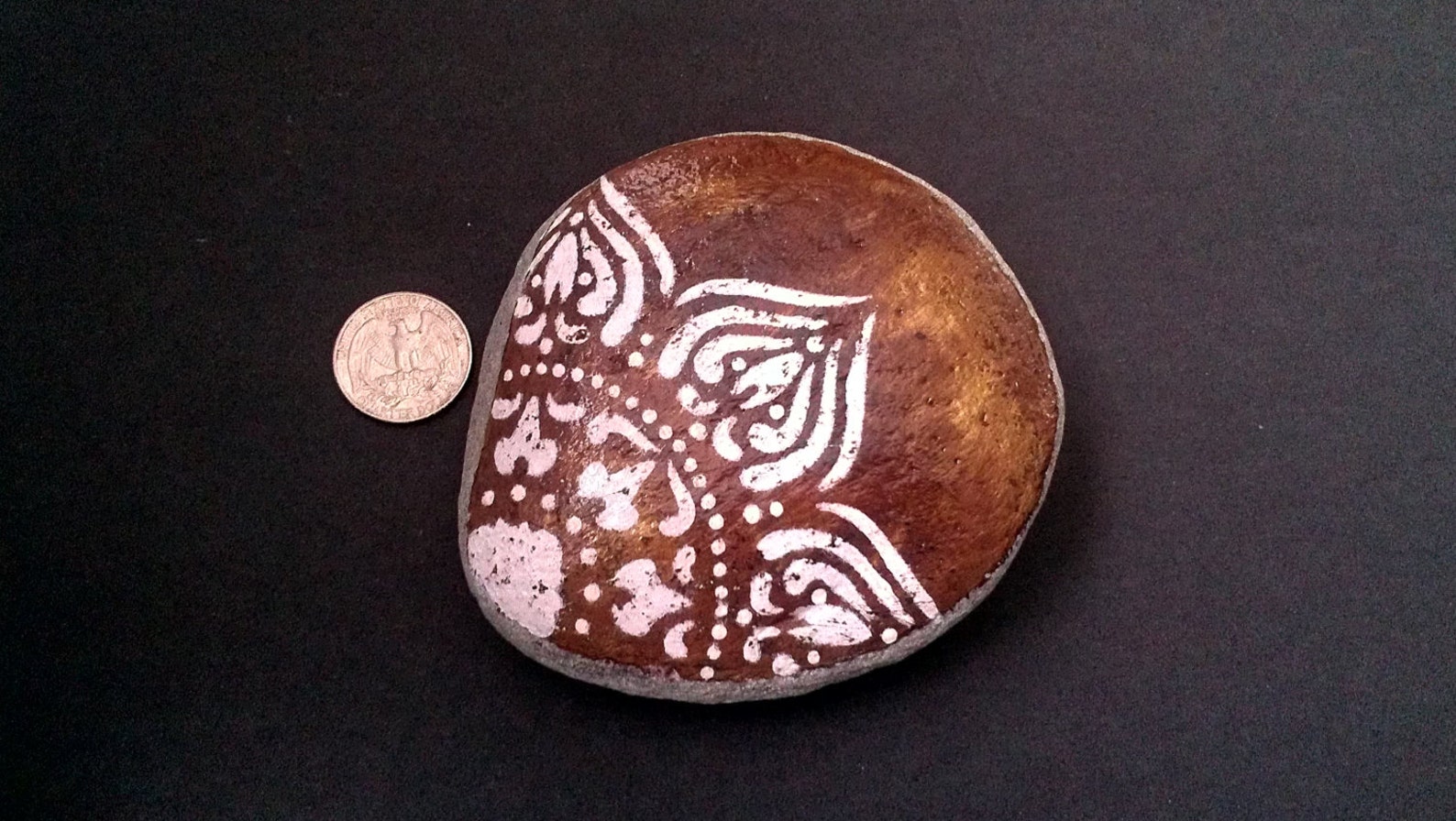 Henna Boho Inspired Hand Painted Desk Stone Garden Accessory - Etsy
