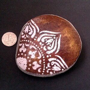 Henna Boho Inspired Hand Painted Desk Stone Garden Accessory - Etsy