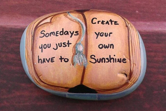 Garden Stone Hand Painted Rock Written in Stone Sunshine Quote 3D Book ...