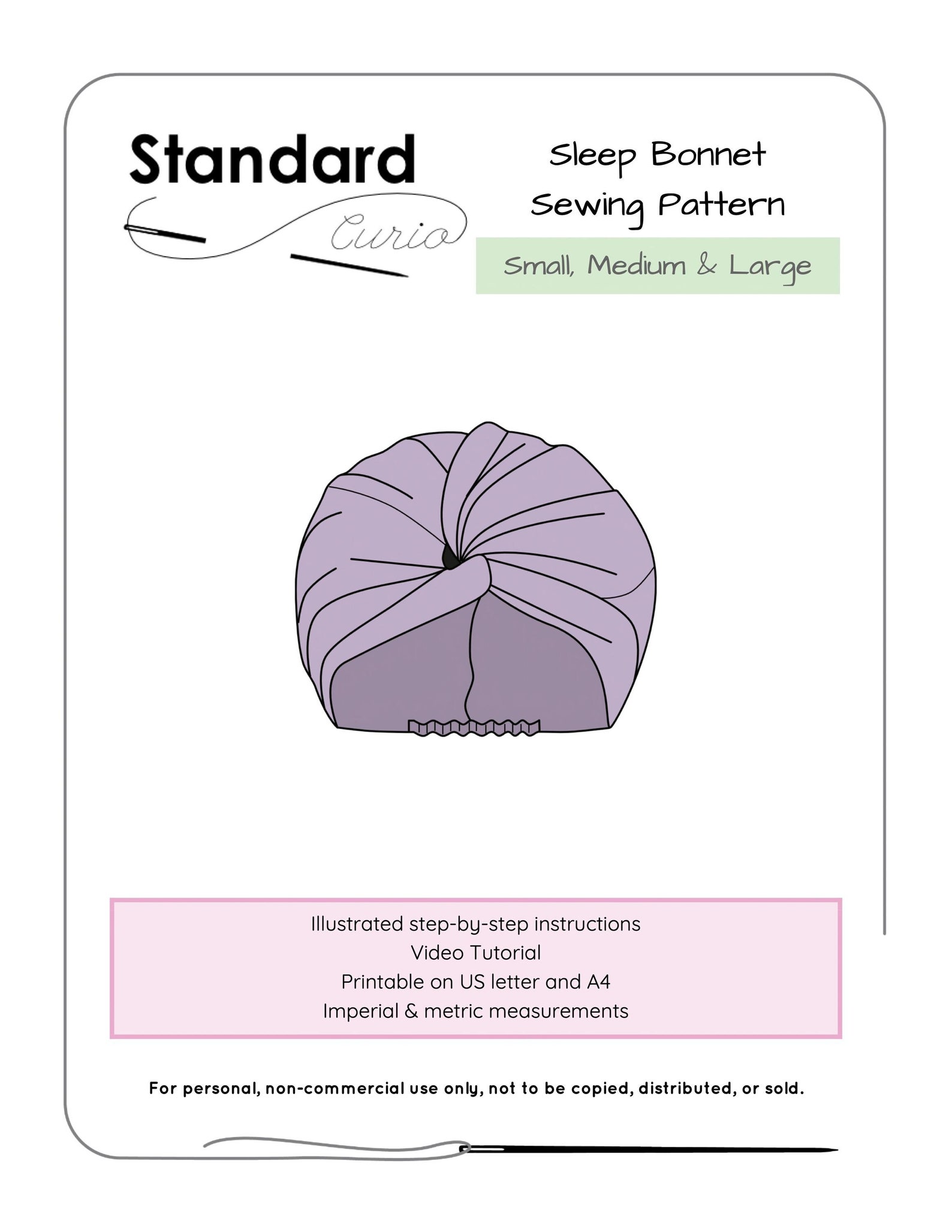 PDF Sleeping Bonnet Sewing Pattern - Adult Small, Medium & Large - Etsy