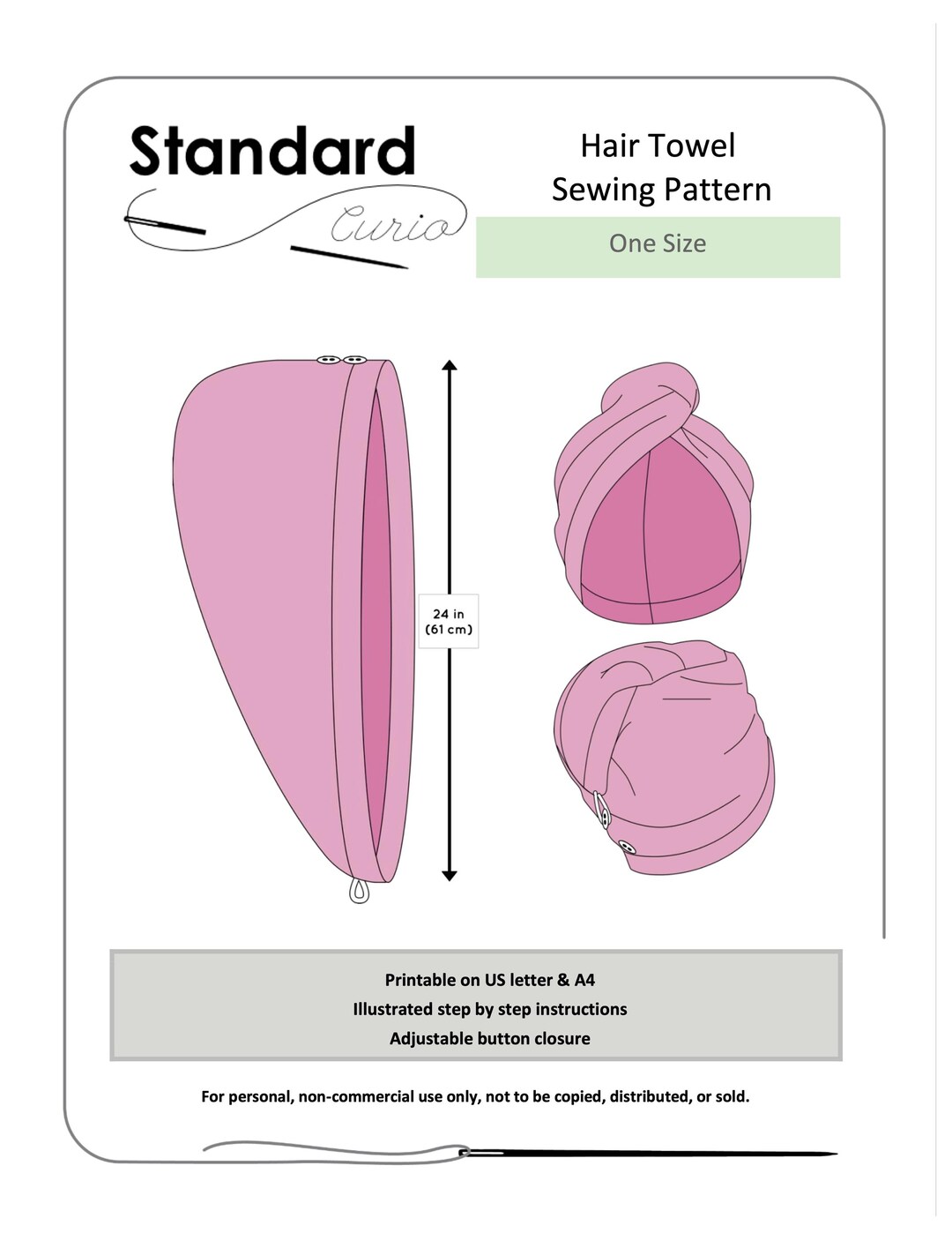 PDF Hair Towel Sewing Pattern - Etsy