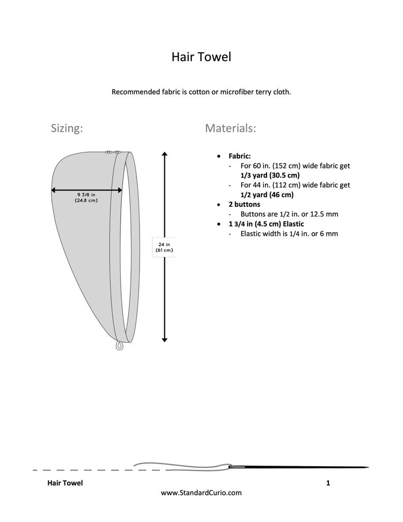 PDF Hair Towel Sewing Pattern - Etsy